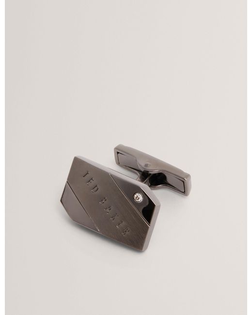 Ted Baker Criis Logo Brushed Metal Rectangle Cufflinks for Men | Lyst UK