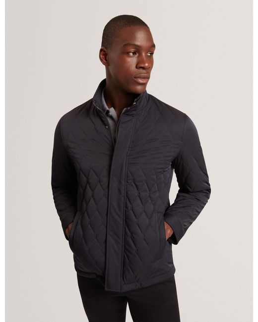 Ted Baker Hollbec Diamond Quilted Zip Field Coat in Blue for Men | Lyst UK