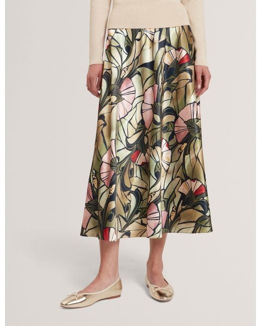 Ted Baker Alhie Mirrored Print Satin Midi Full Skirt in Black | Lyst UK