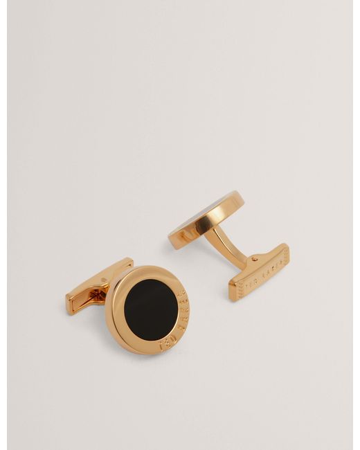 Ted Baker Coopers Branded Halo Round Metal Cufflinks in Natural for Men ...