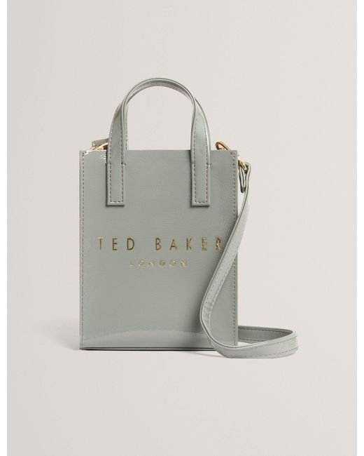 Ted Baker Crinkll Mini Crinkle Patent Pu Icon Tote Bag in Grey | Lyst UK