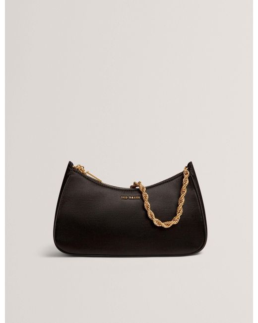 Ted Baker Agnise Satin Chain Strap Small Shoulder Bag in Black | Lyst UK