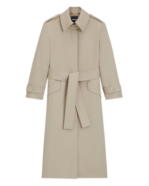 BOSS Ciolet Wool Trench Coat in Natural | Lyst UK
