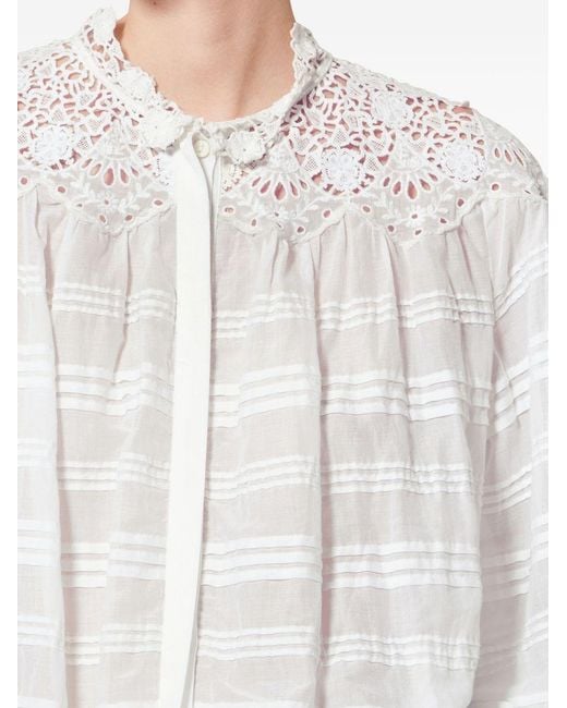 Isabel Marant Polly Cotton Blouse in White | Lyst UK
