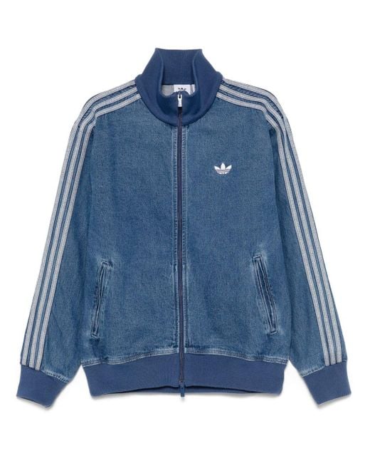 adidas Firebird Adicolor Denim Jacket in Blue for Men | Lyst