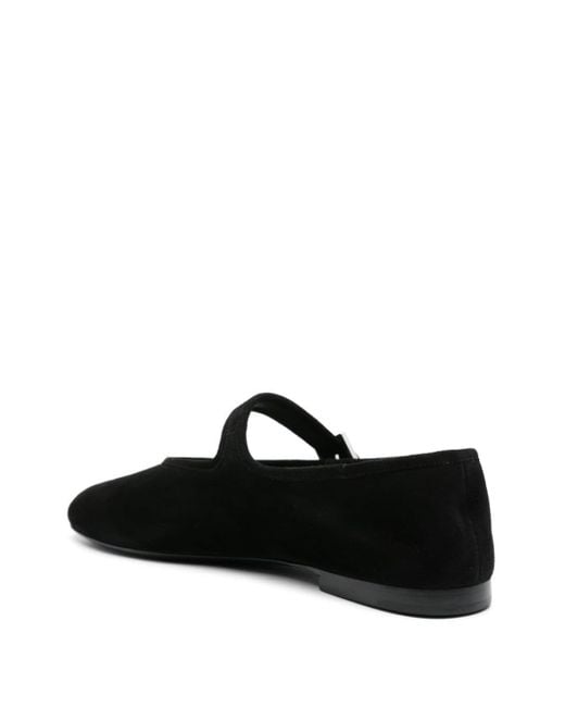The Row Boheme Mj Suede Ballerina Shoes in Black | Lyst