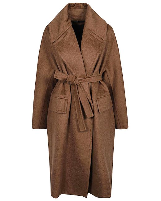 Max Mara Cashmere And Wool Blend Coat in Brown | Lyst