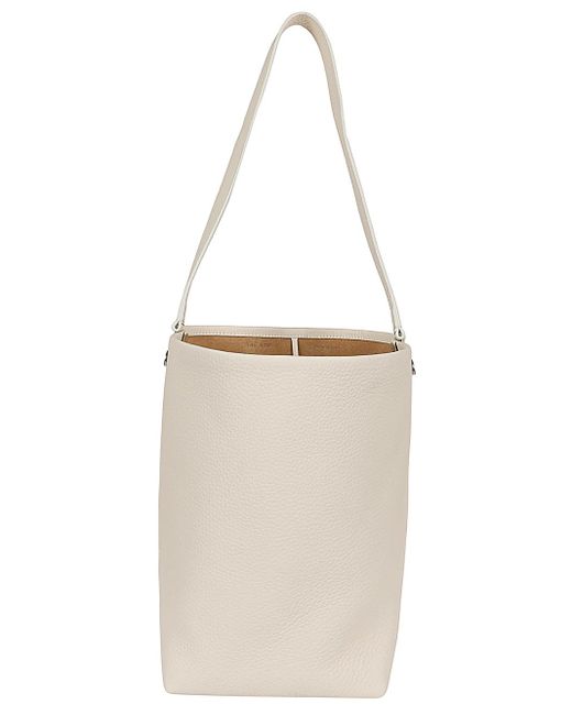 The Row Hook Medium Leather Bucket Bag in White | Lyst