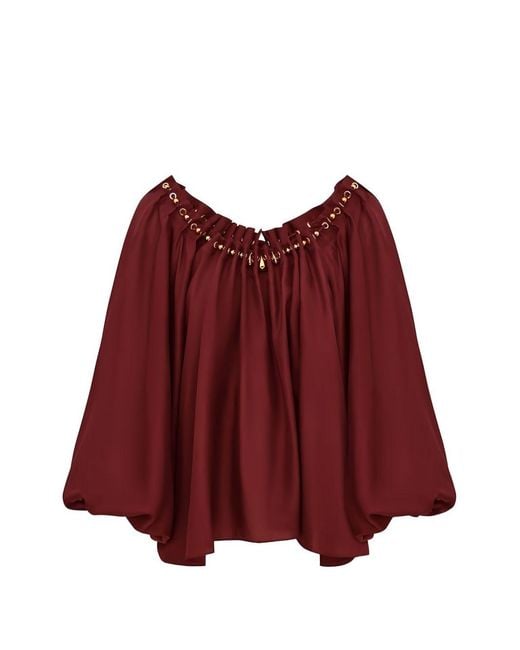 Zimmermann Aster Silk Blouse in Red | Lyst Canada