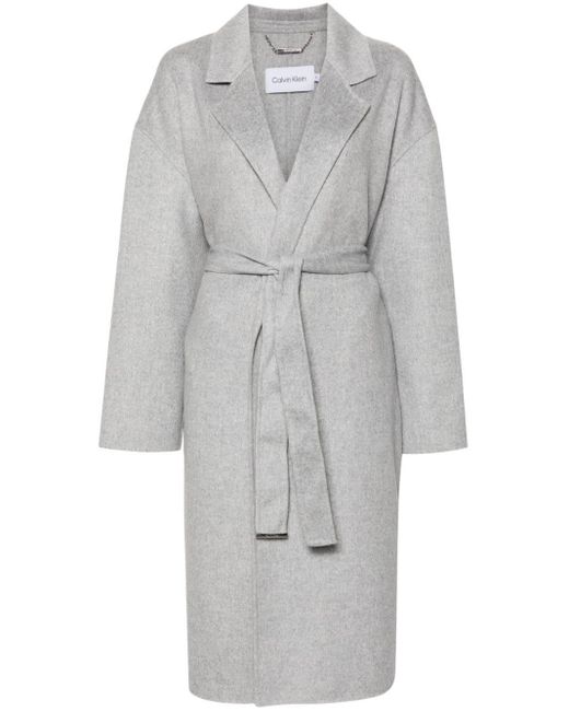 Calvin Klein Mélange Coat in Gray | Lyst