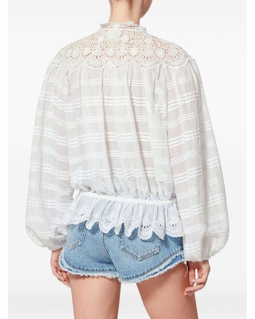 Isabel Marant Polly Cotton Blouse in White | Lyst UK