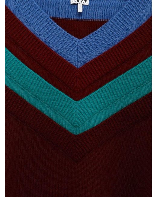 Loewe Wool V-Necked Sweater in Red | Lyst UK