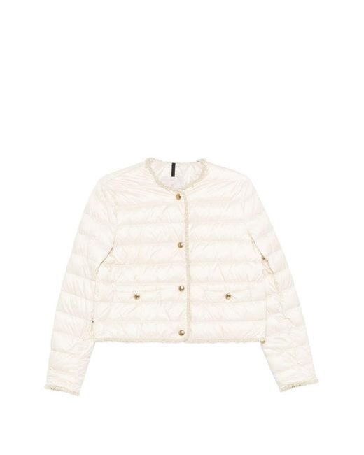 Moncler Fleurs Short Down Jacket in White | Lyst UK