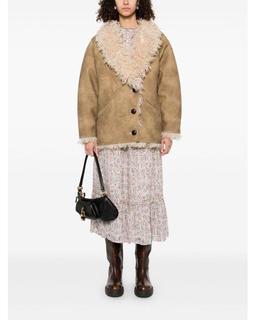 Isabel Marant Shearling Coat Marant Étoile in Natural | Lyst UK