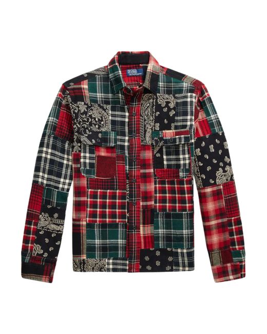Ralph Lauren Patchwork Flannel Workshirt in Red for Men | Lyst UK
