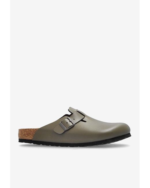 Birkenstock Boston Leather Buckled Clogs in Gray for Men | Lyst