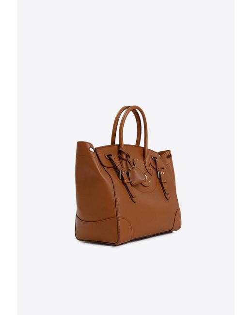 Ralph Lauren Soft Ricky 33 Top Handle Bag in Brown | Lyst