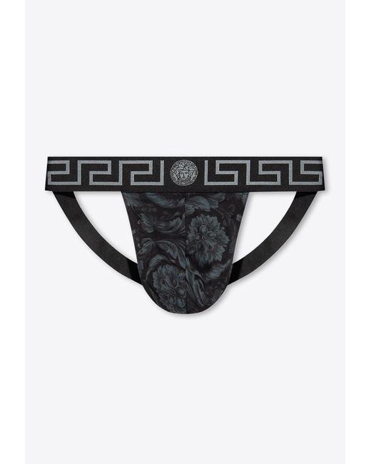 Versace Signature Barocco Jockstrap in Blue for Men | Lyst