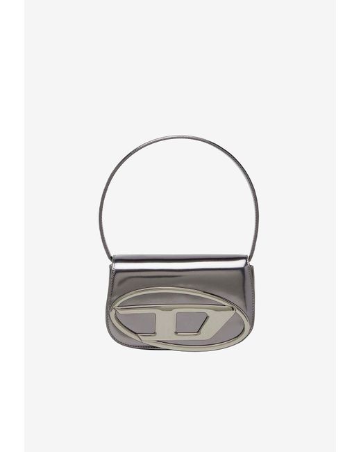 DIESEL Oval-D Logo Patent Leather Shoulder Bag in Blue | Lyst