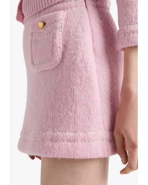 Prada Plain Knit Cashmere Mini Skirt in Pink | Lyst