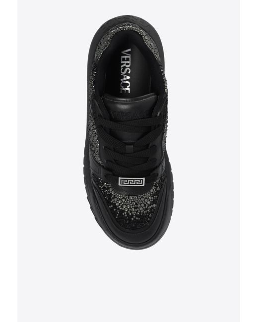 Versace Odissea Crystal Embellished Low-Top Sneakers in Black for Men | Lyst