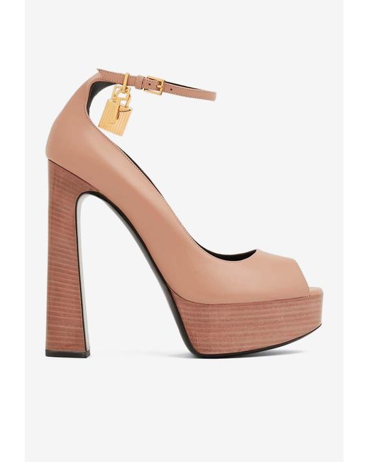 Tom Ford 145 Padlock Platform Sandals In Leather In White Lyst Uk