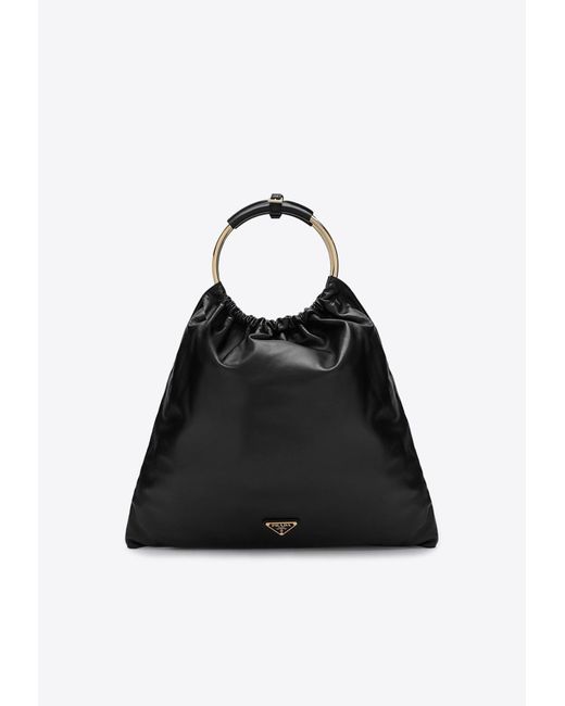 Prada Medium Nappa Leather Bucket Bag In Black Lyst