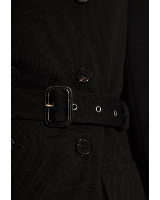 Saint Laurent Saharienne Double-Breasted Coat in Black | Lyst