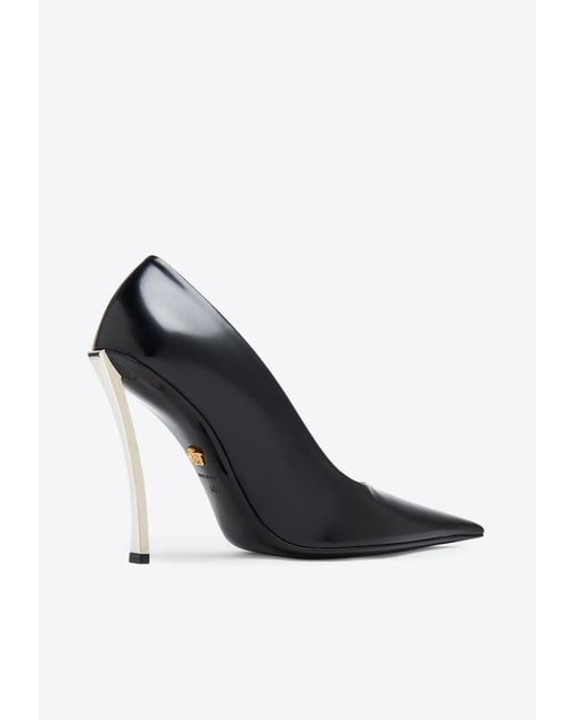Versace Pin Point 110 Calf Leather Pumps in White | Lyst