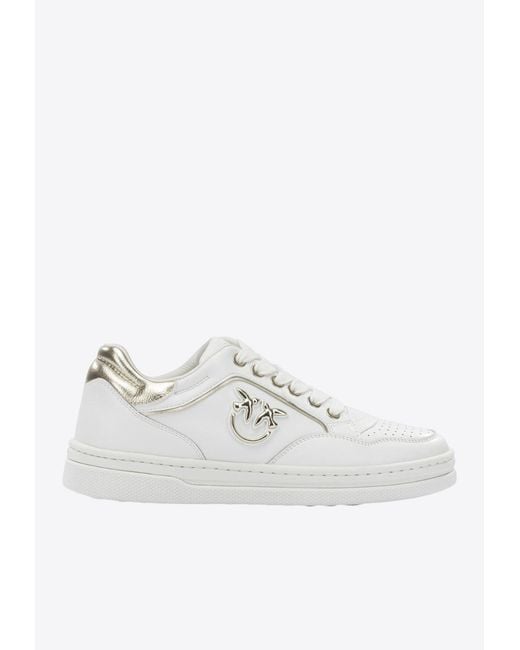 Pinko Love Birds Logo Leather Sneakers in White | Lyst
