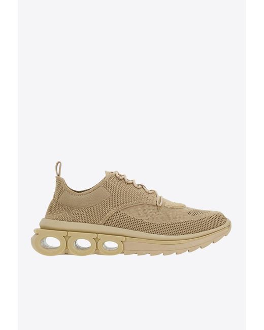 Ferragamo Nima Running Knit Low-Top Sneakers in Natural for Men | Lyst
