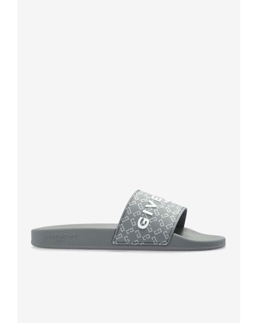 Givenchy Monogram Rubber Slides in White for Men | Lyst