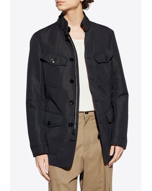 Tom Ford Stand Collar Military Jacket in Black for Men | Lyst