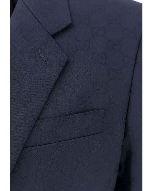 Gucci Signature Gg Wool Suit in Blue for Men | Lyst