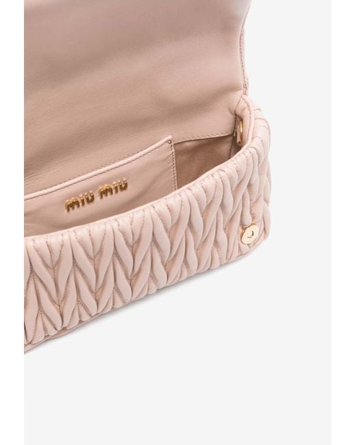 Miu Miu Mini Matelassé Leather Crossbody Bag in Pink | Lyst