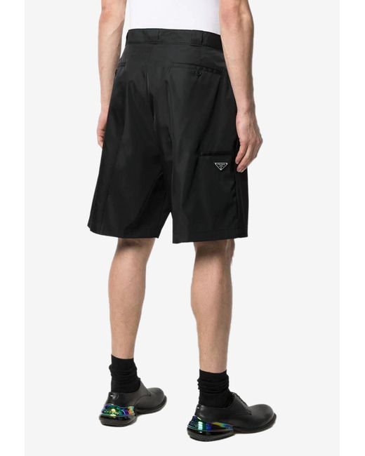 Prada Triangle Logo Re-Nylon Bermuda Shorts in Black for Men | Lyst