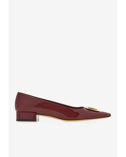 Ferragamo Venera Vara Bow Ballet Flats in Red | Lyst