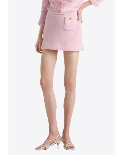 Prada Plain Knit Cashmere Mini Skirt in Pink | Lyst