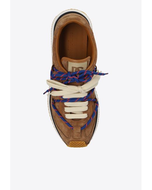 Dolce & Gabbana Dg Runner Suede Low-Top Sneakers in Brown for Men | Lyst