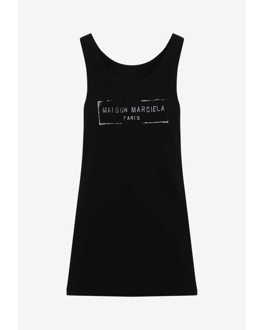 Maison Margiela Logo Stamp Tank Top in Black | Lyst