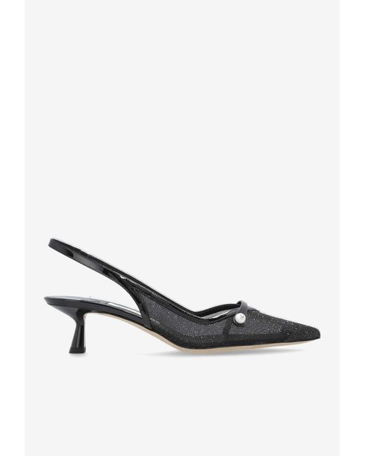 Jimmy Choo Amita 45 Slingback Mesh Pumps in White | Lyst