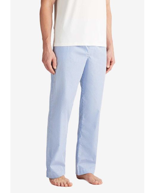 Derek Rose Striped Cotton Pajama Pants in Blue for Men | Lyst