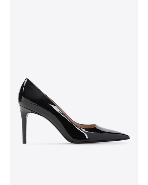 Stuart Weitzman Power 85 Patent Leather Pumps in Black | Lyst
