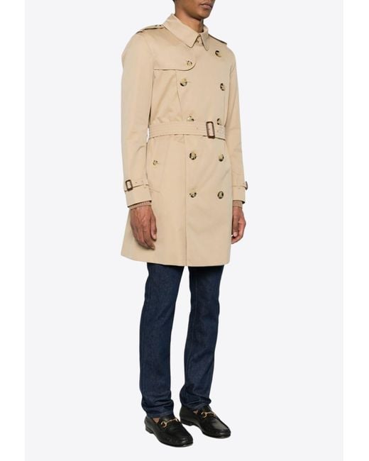 Burberry Kensington Heritage Double-Breasted Trench Coat in Natural for Men | Lyst