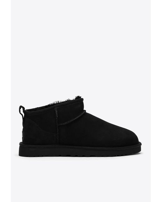 UGG Classic Ultra Mini Suede Boots in Black for Men | Lyst