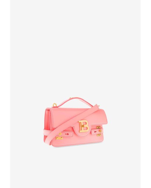 Balmain B-Buzz 24 Leather Crossbody Bag in Pink | Lyst
