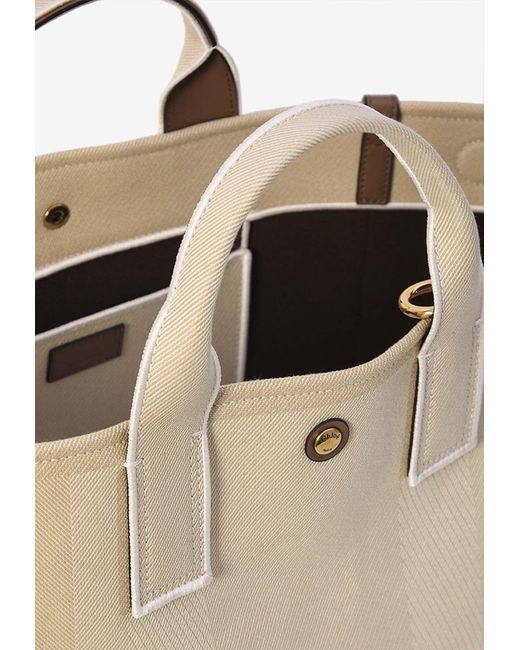 Chloé Logo Jacquard Canvas Carry Tote Bag in Natural | Lyst