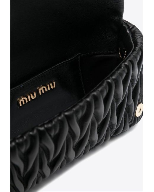 Miu Miu Mini Matelassé Leather Shoulder Bag in White | Lyst