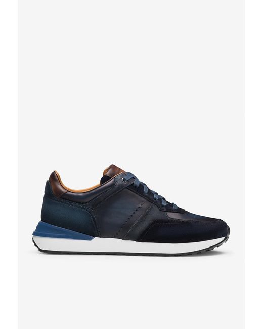 Magnanni Leather And Suede Sneakers in Blue for Men | Lyst