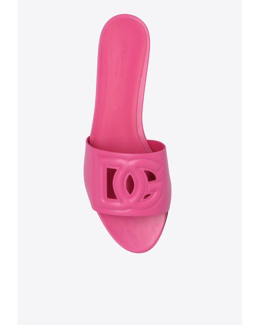 Dolce And Gabbana Bianca Dg Logo Flat Sandals In Pink Lyst